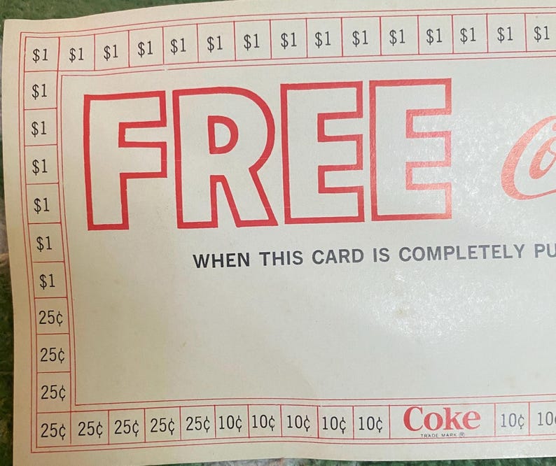 Vintage FREE Case of COKE Punch Card With Old Coca-cola Logo - Etsy