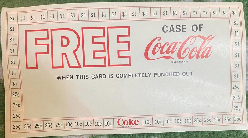 Vintage FREE Case of COKE Punch Card With Old Coca-cola Logo - Etsy
