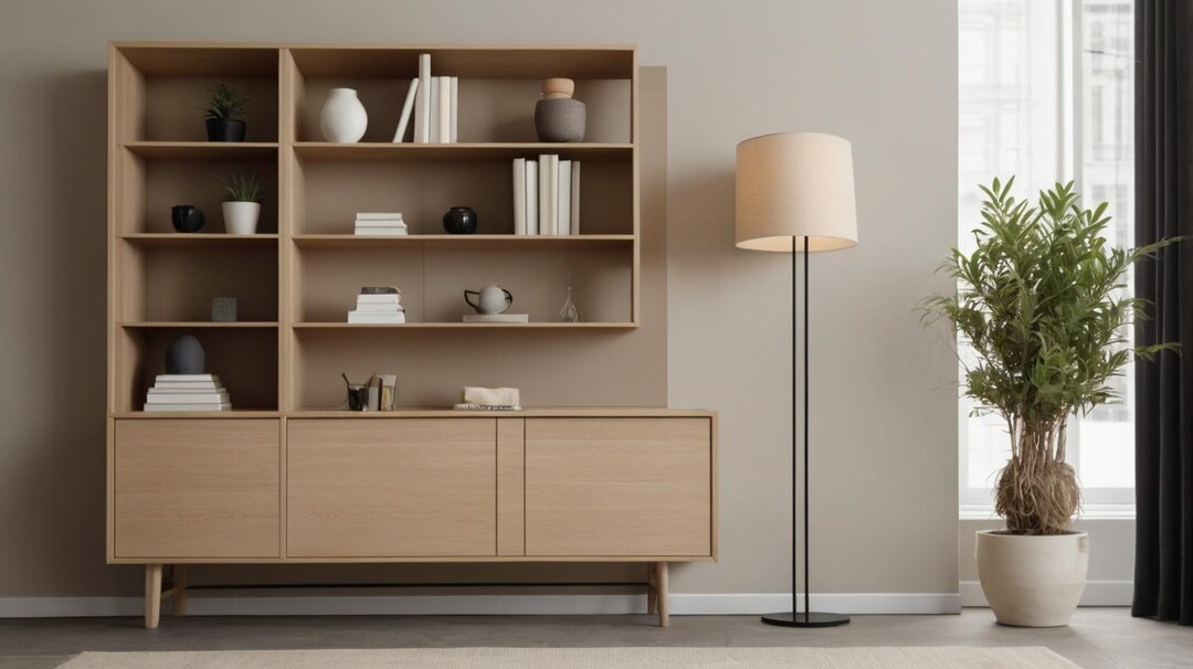 Modern Office Zoom Background - Neutral Desk Cabinet With Minimalist ...