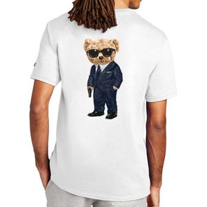 Secret Agent Teddy Bear, Cool Suit & Shades Graphic Tee, Bear in Black ...