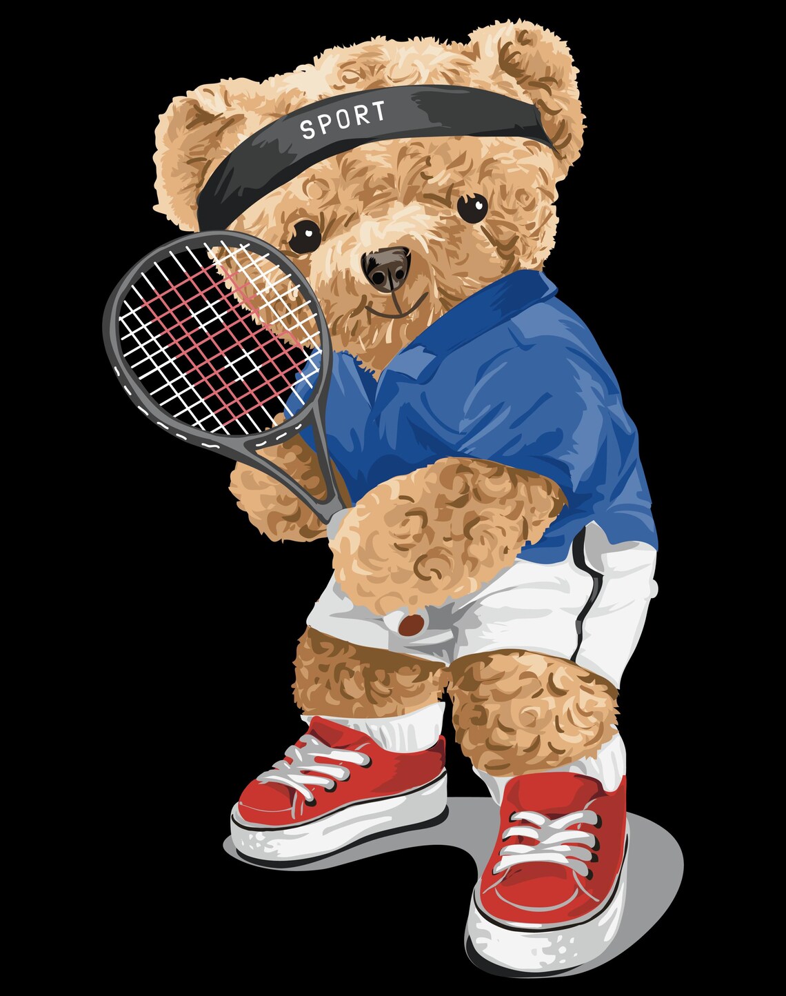 Tennis Pro Teddy Bear Graphic T-shirt, Tennis Champ Graphic Tee, Cute ...