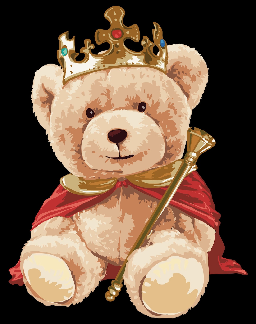 Royal Teddy Bear With Crown and Scepter Graphic Tee, King Teddy Bear ...