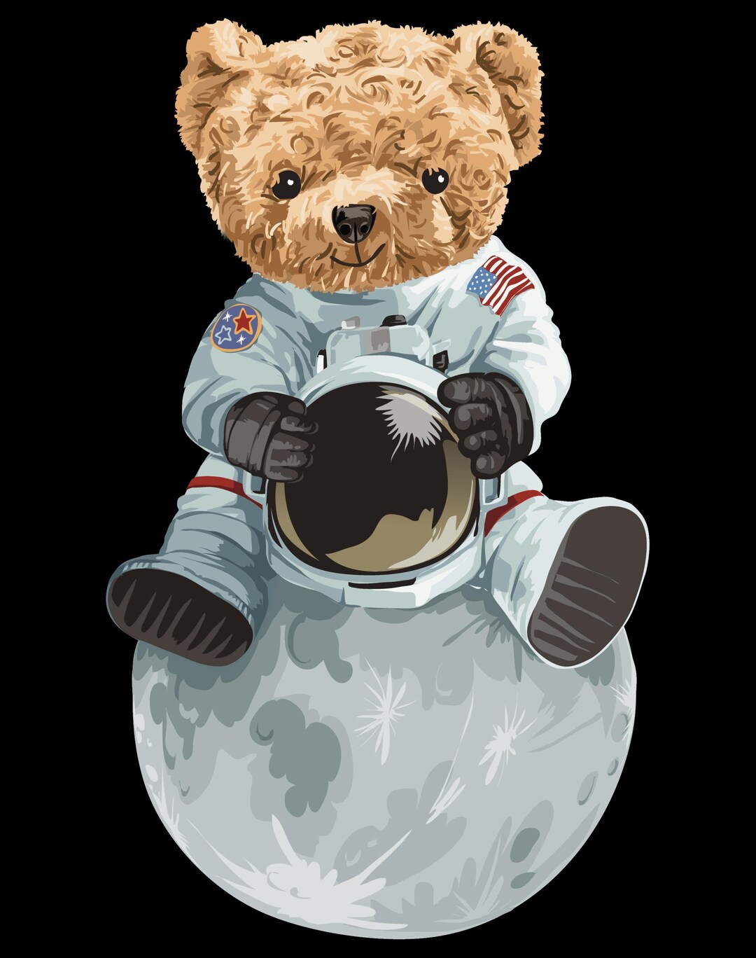 Astronaut Teddy Bear on the Moon, NASA Bear, Champion Tshirt, Space ...