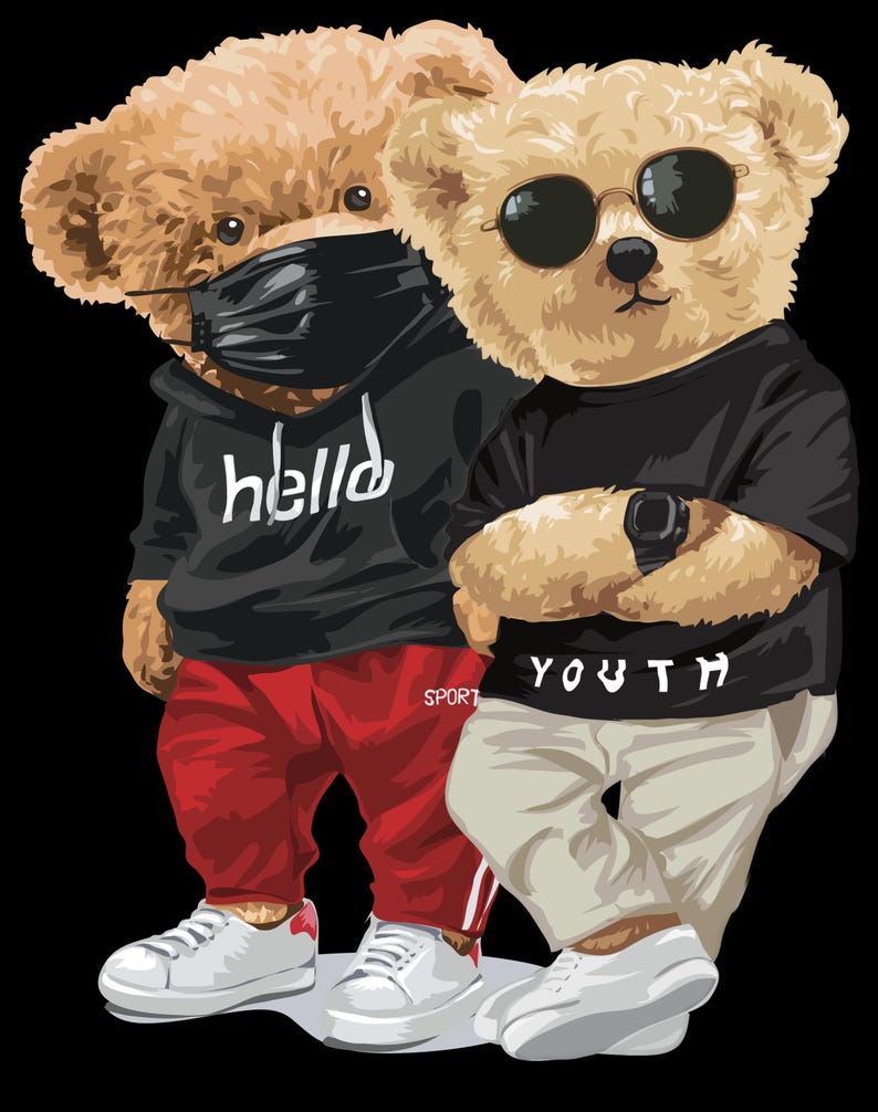 Streetwear Teddy Bears, Street Style Duo, Masked & Sunglasses Teddy T ...