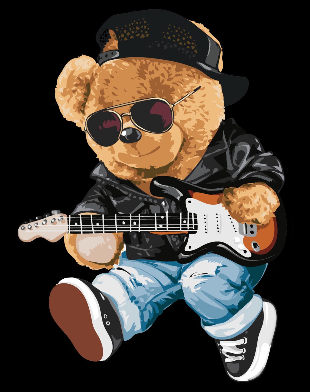 Rock 'n' Roll Teddy, Guitarist Teddy Bear Graphic, Champion Tshirt ...