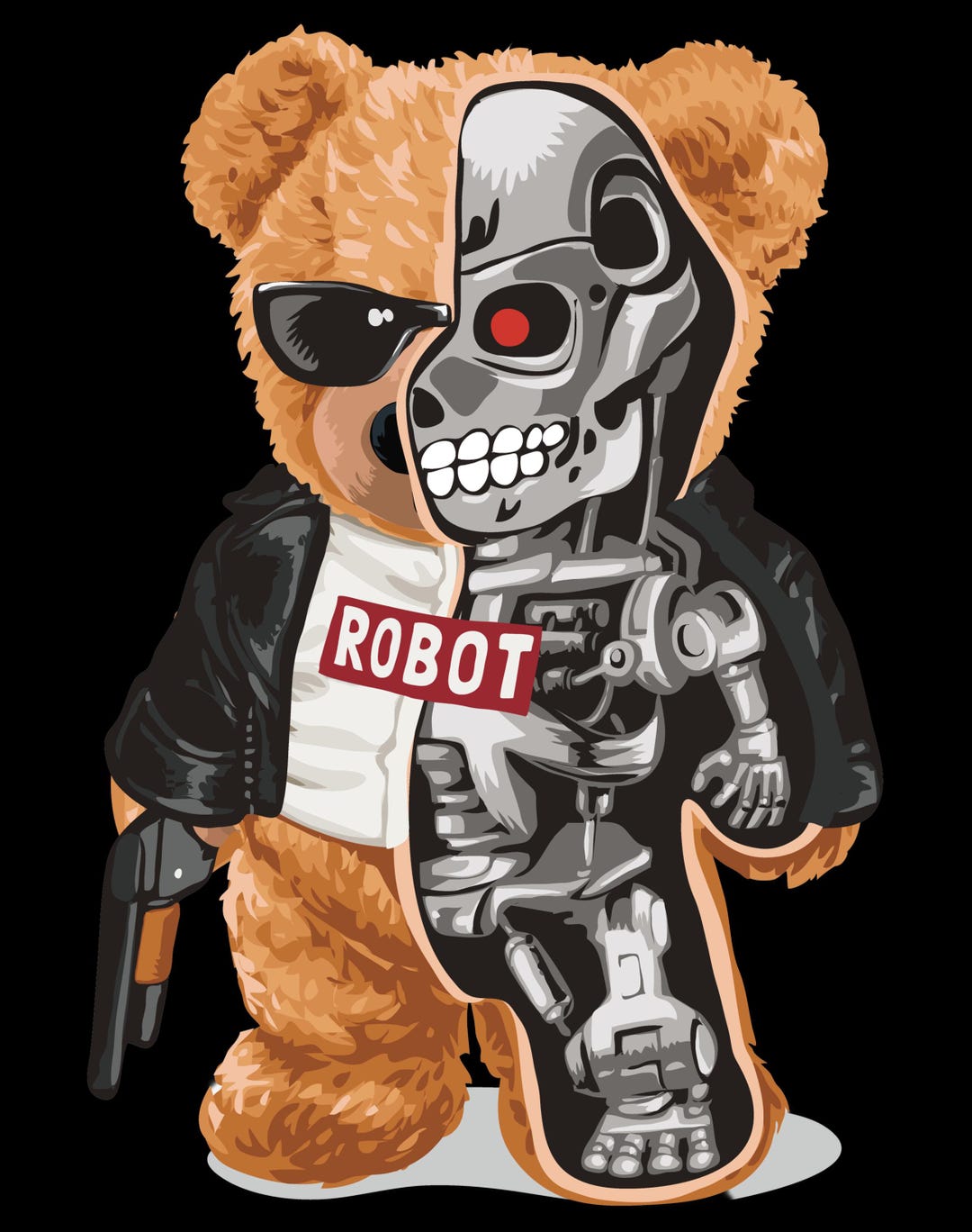 Terminator Teddy Bear, Robot-inspired Graphic T-shirt, Cyborg Teddy ...