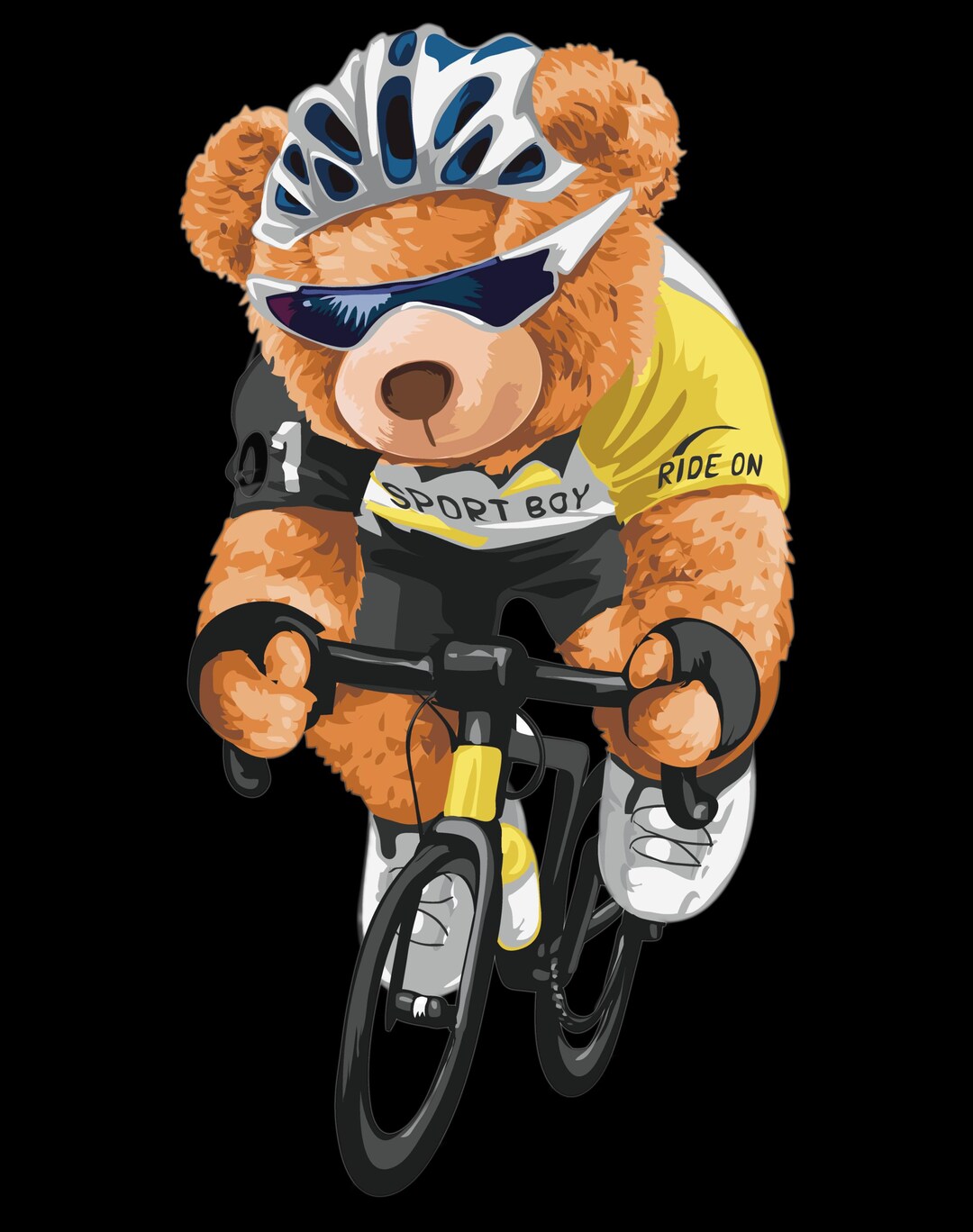 Cycling Teddy Bear T-shirt, Cute Biking Sport Design, Ride on With ...