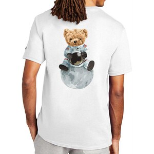 Astronaut Teddy Bear on the Moon, NASA Bear, Champion Tshirt, Space Explorer, Galactic Teddy ...
