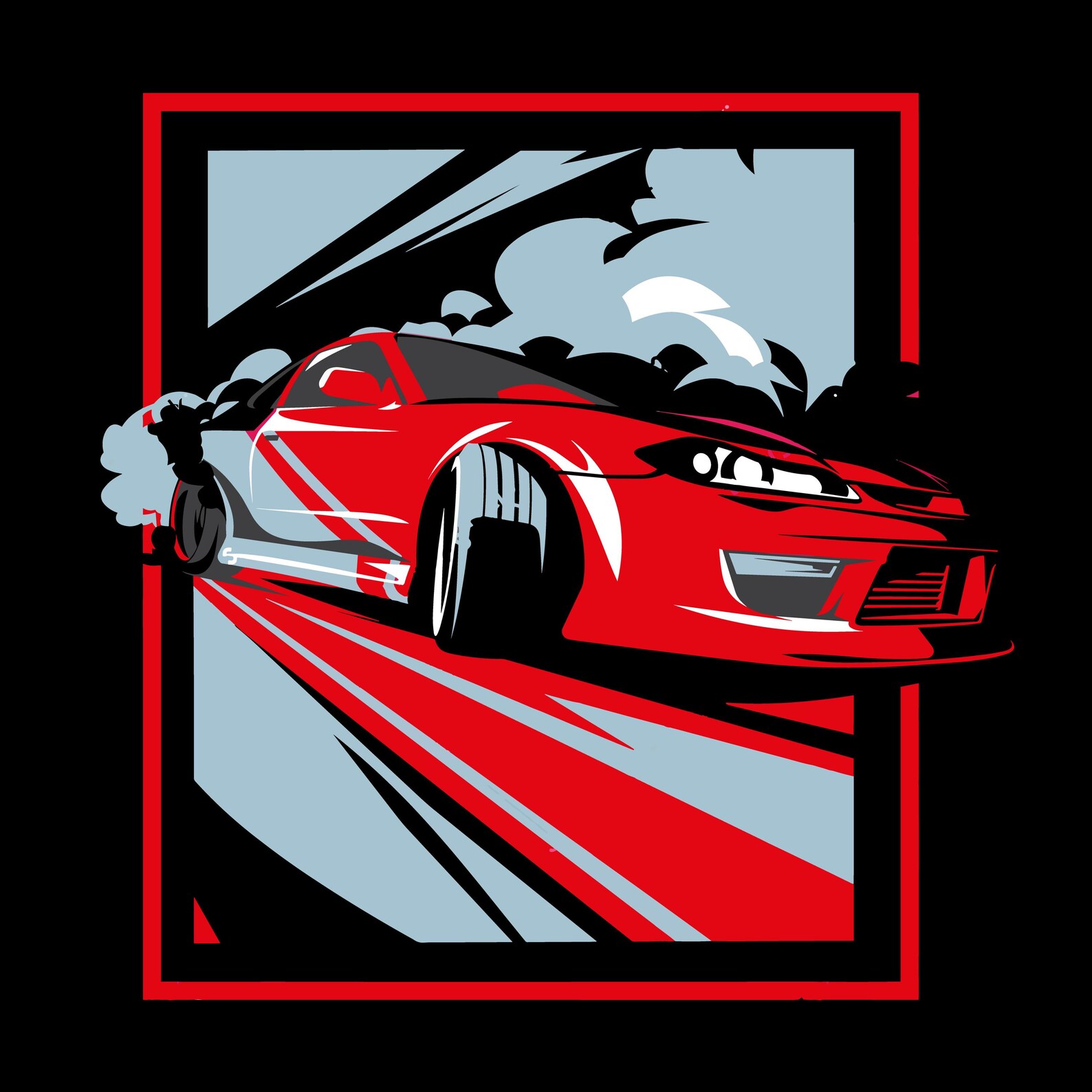 Street Drifter Tee, Bold Red Drift Car Design, Racing Graphic Tee ...