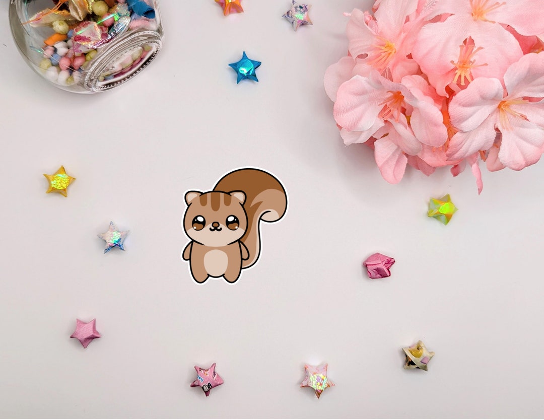 Cute Squirrel Waterproof Die Cut Vinyl Stickers Cute Squirrel Stickers ...