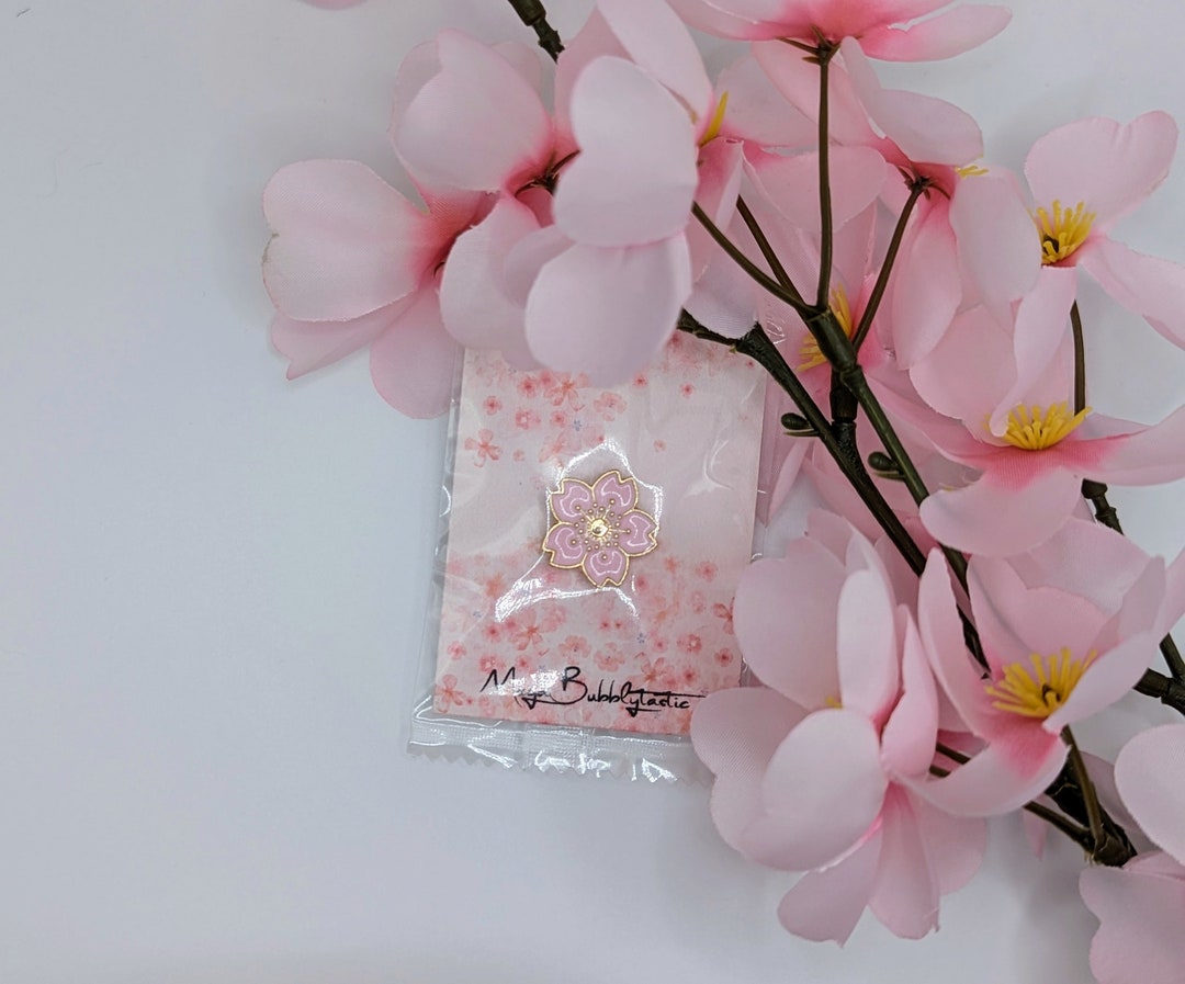 Light Pink Flower Pin Cherry Blossom Enamel Pin Sakura Clasp Backing ...
