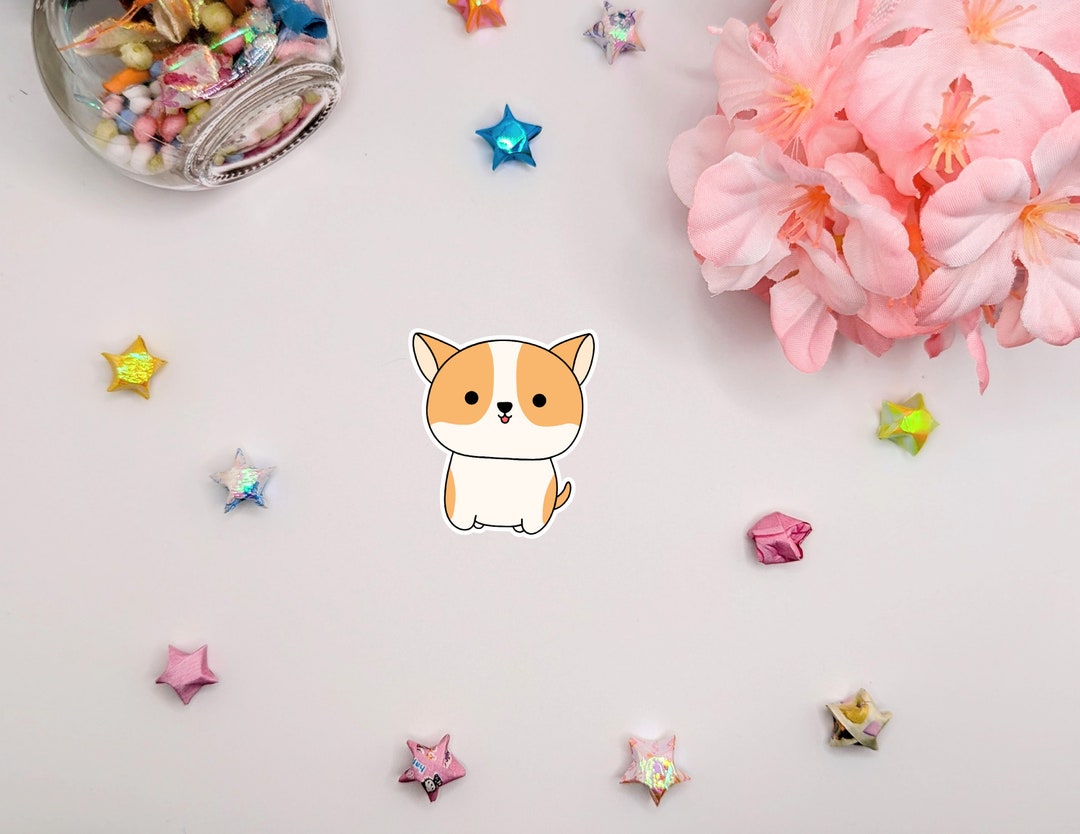 Kawaii Corgi Waterproof Diecut Vinyl Stickers | Cute Corgi Stickers ...