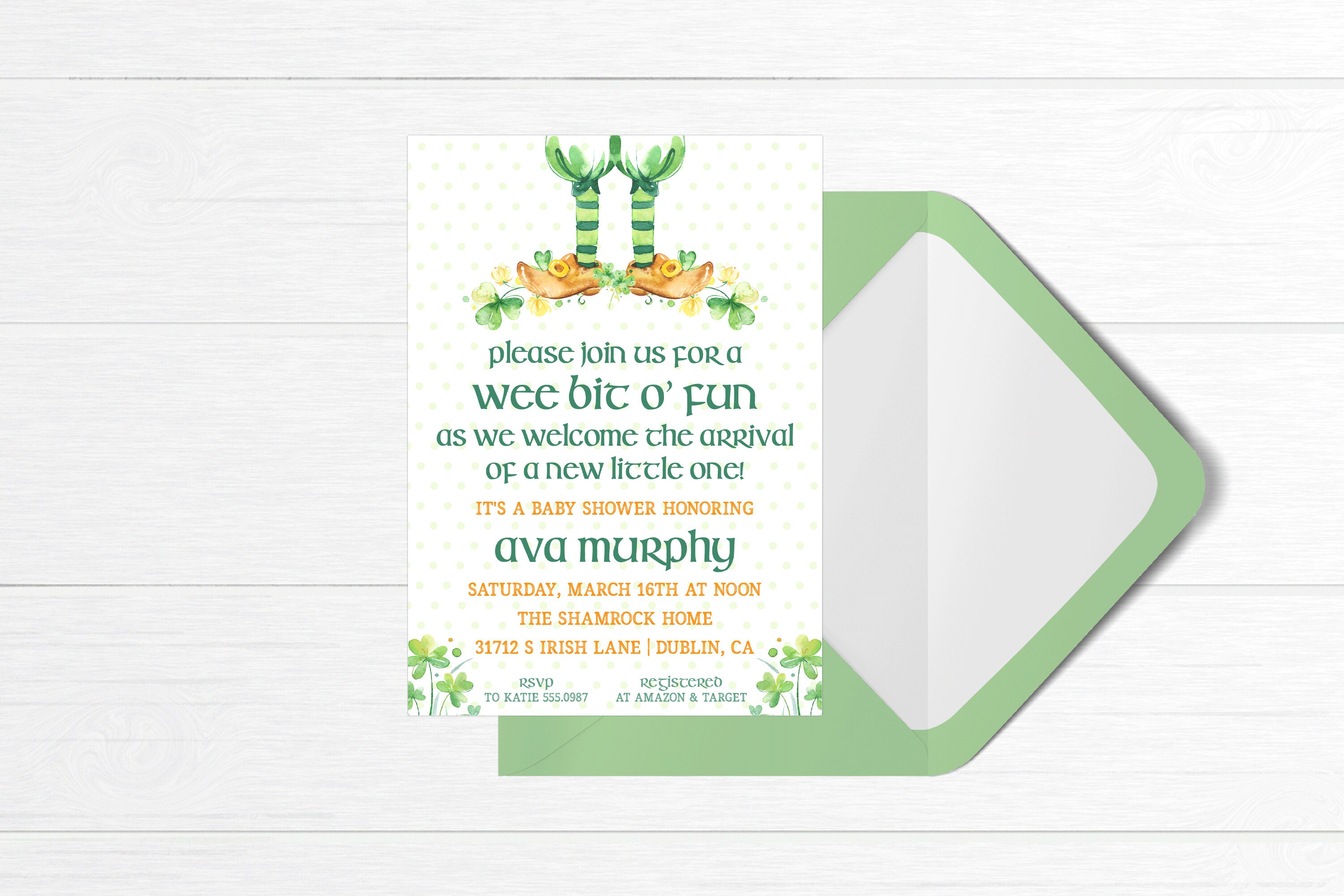 Editable Lucky Baby Shower Invitation | St Patricks Day Gender Neutral ...