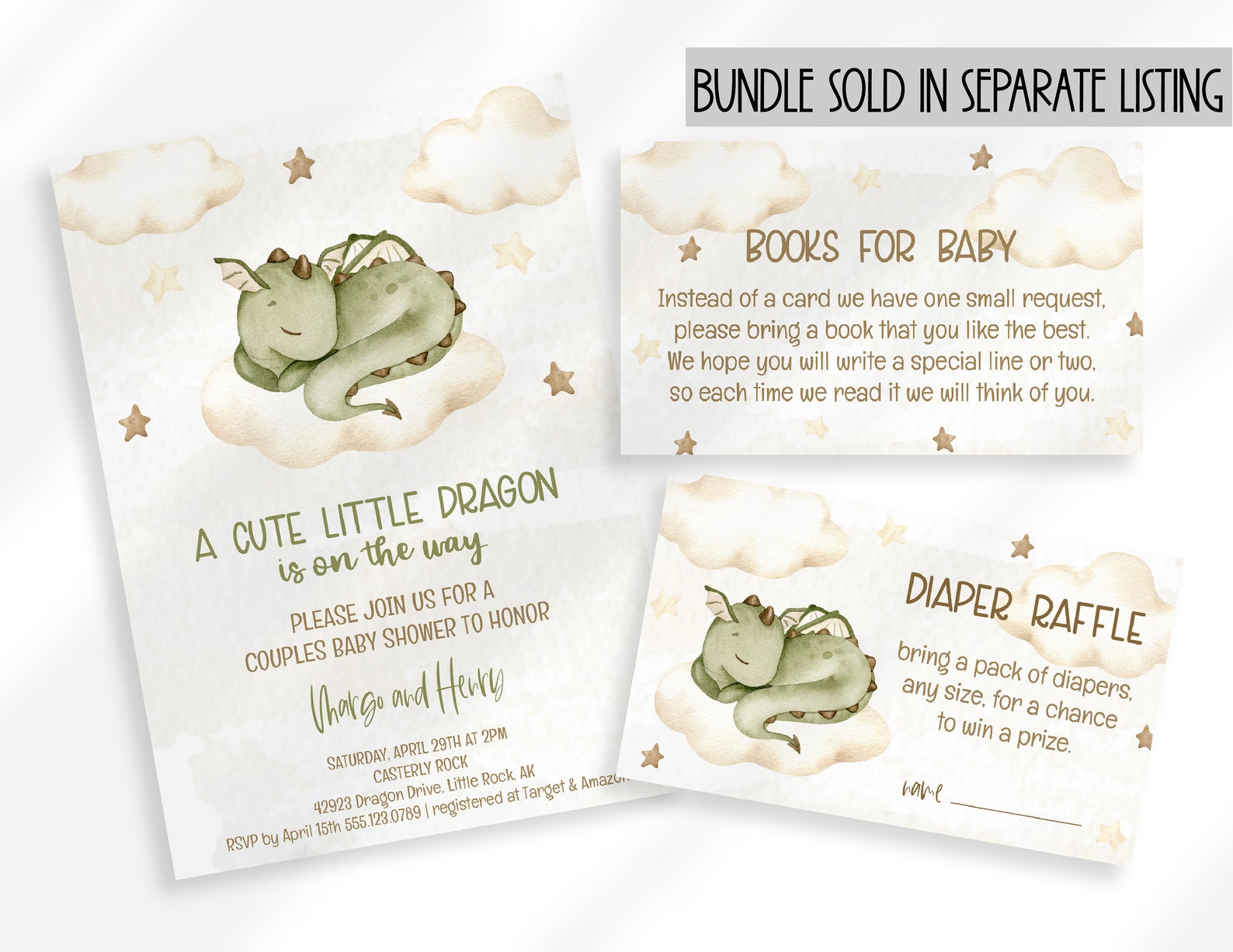 Editable Dragon Baby Shower Diaper Raffle Tickets Printable | Card for ...