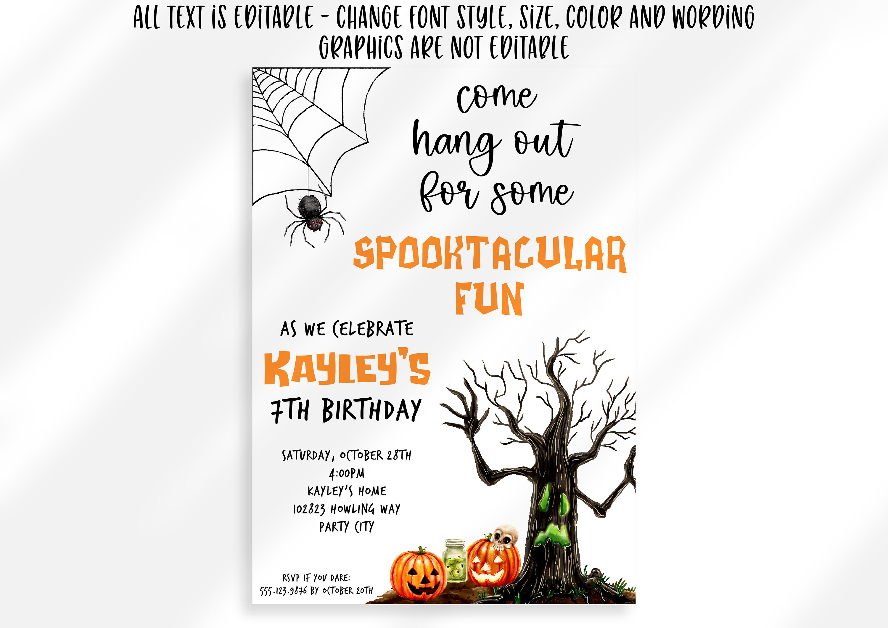 Editable Spooktacular Birthday Invitation Kid Halloween - Etsy