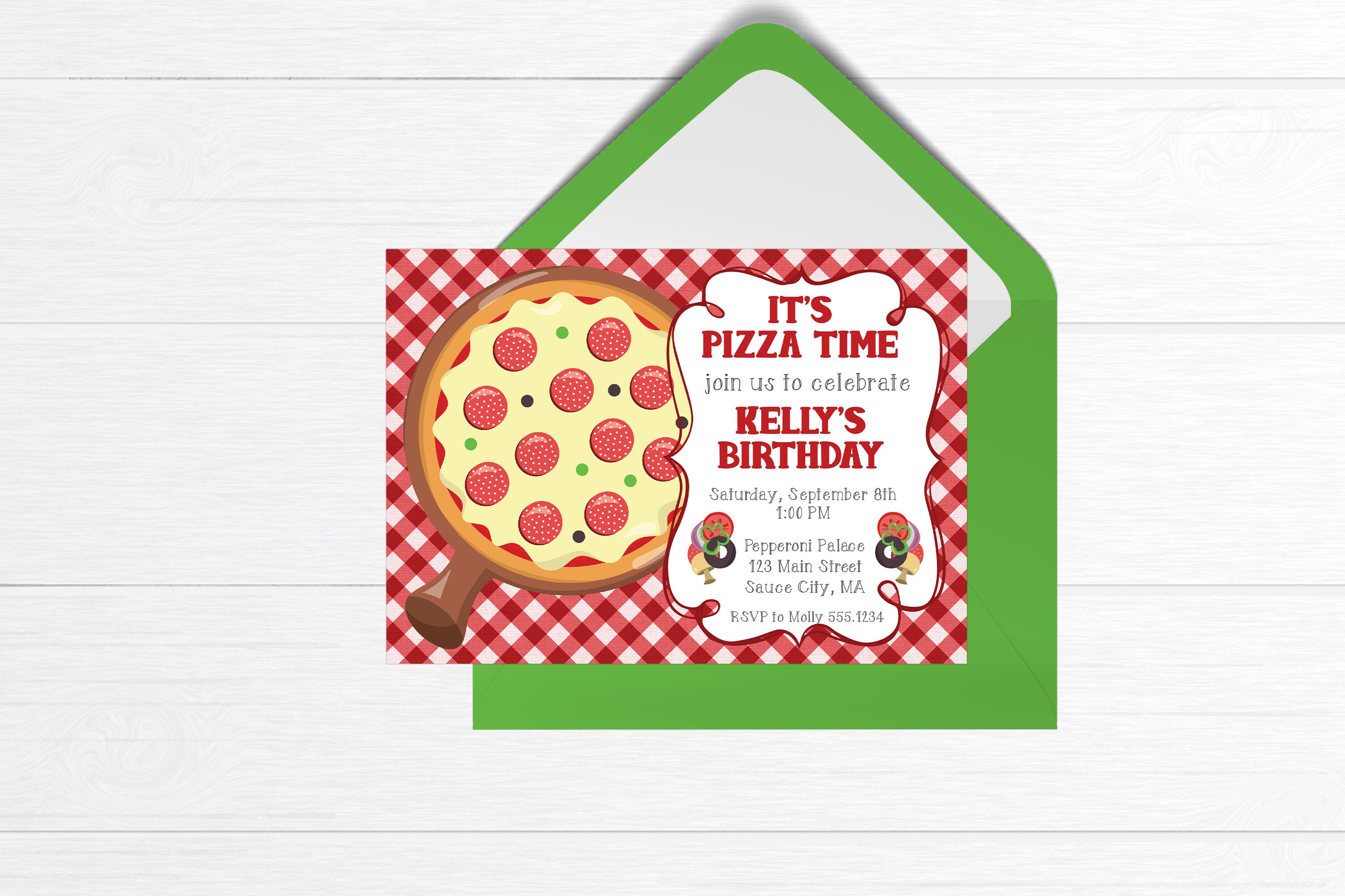 Editable Pizza Time Invitation | Pizza Party Invitation | Kid Birthday ...
