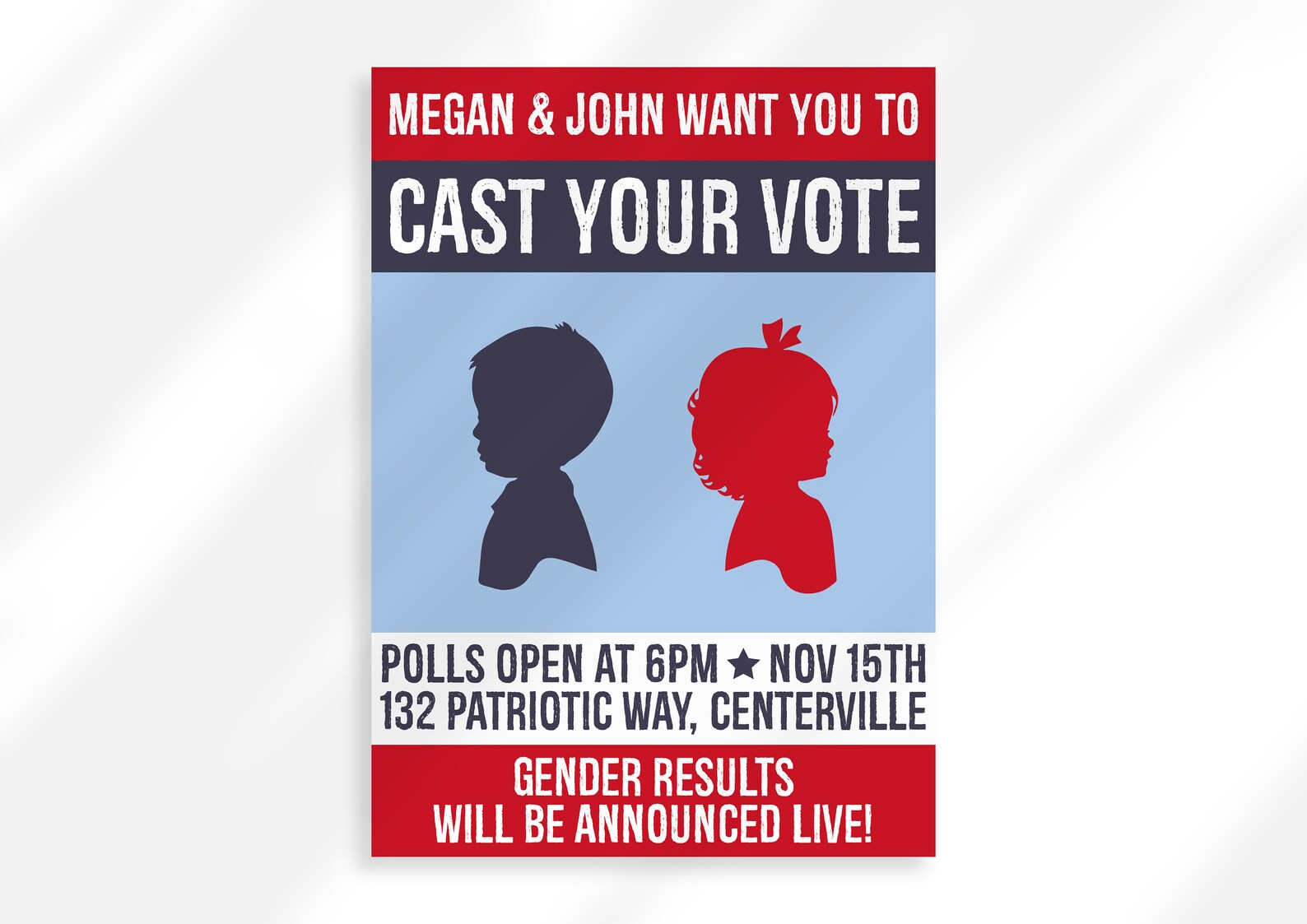 Editable Cast Your Vote Gender Reveal Invitation Printable | the Polls ...