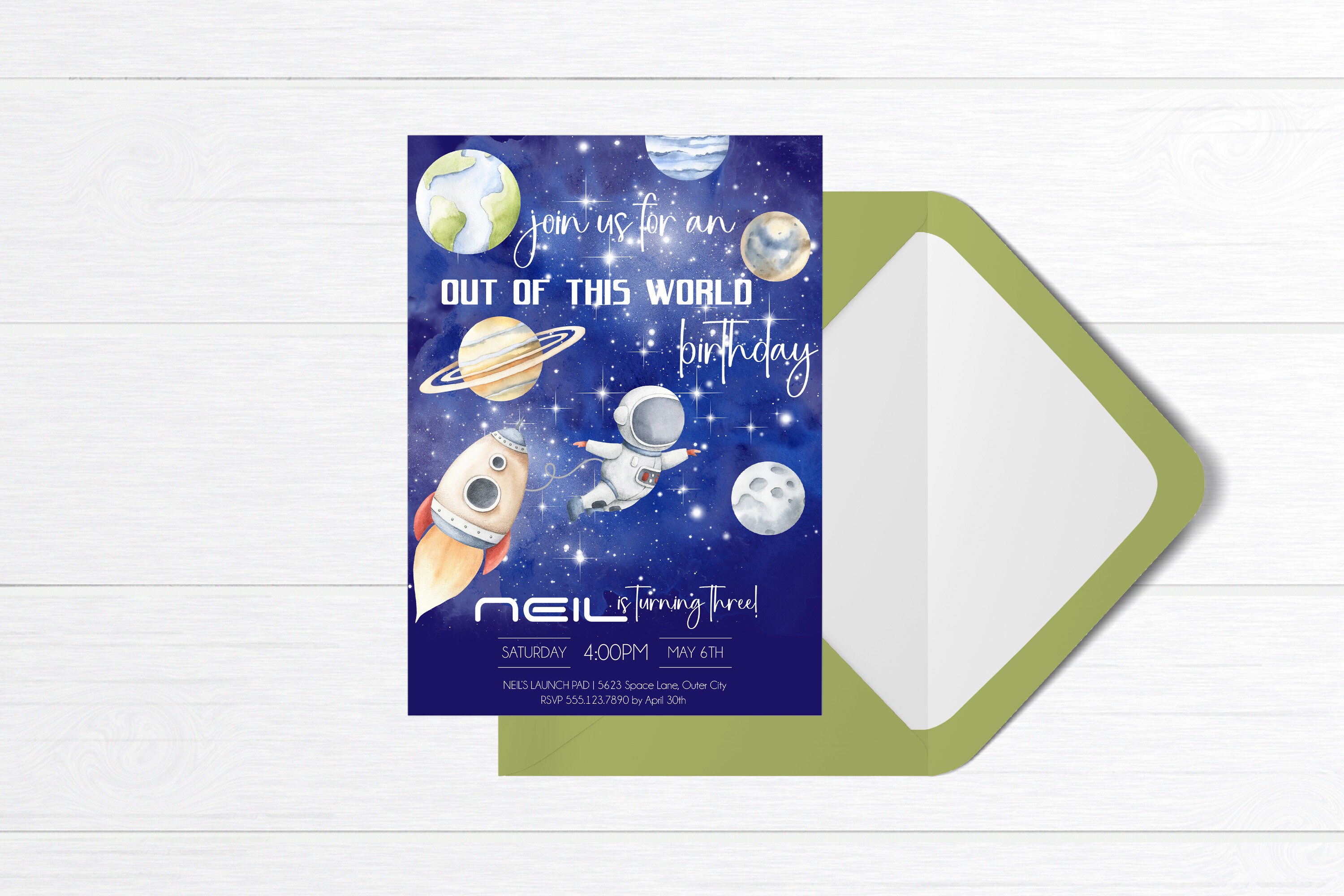 Editable Outer Space Birthday Invitation for Boys Astronaut Invitation ...