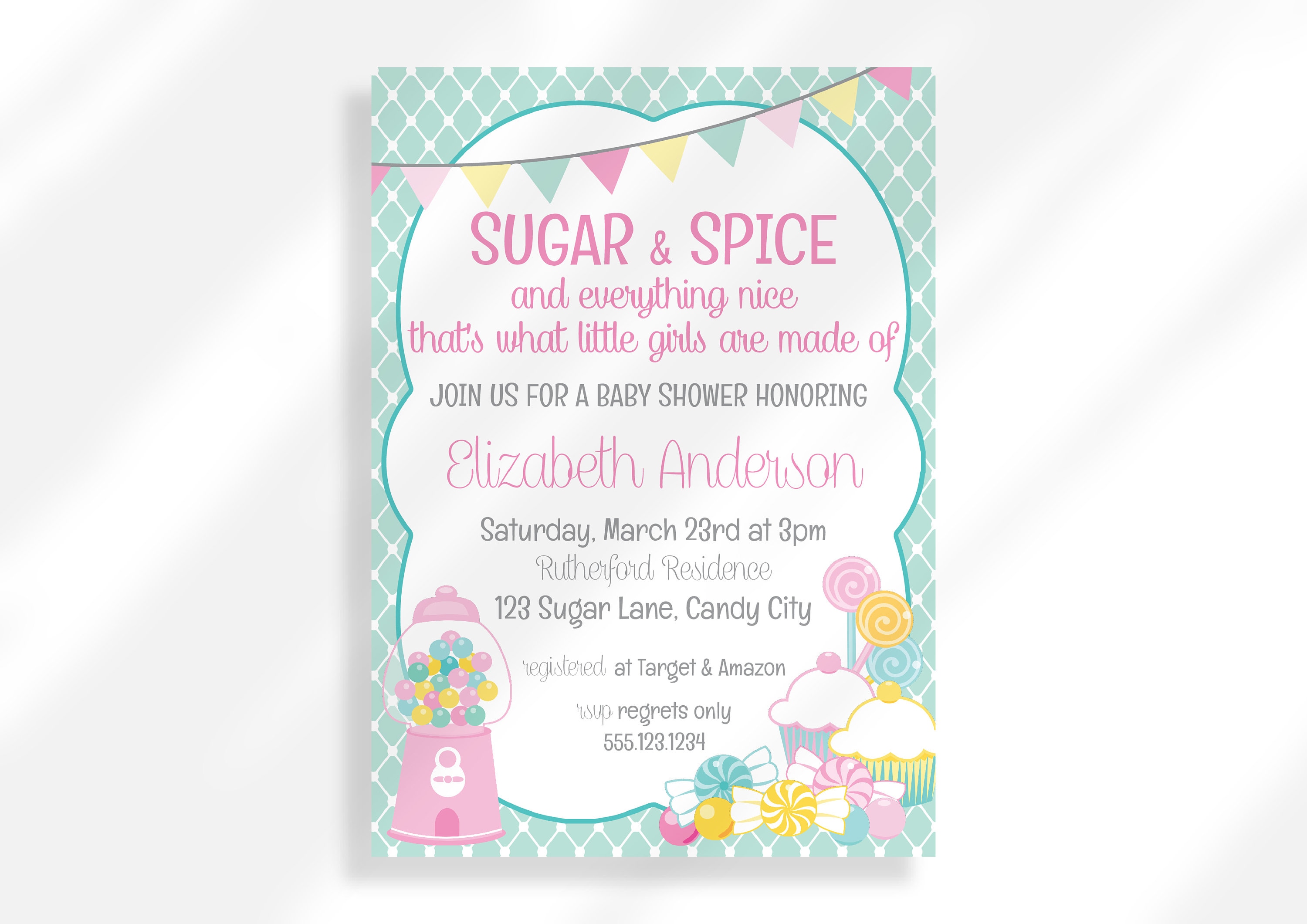 Editable Sugar and Spice and Everything Nice Baby Shower Invitation - Etsy