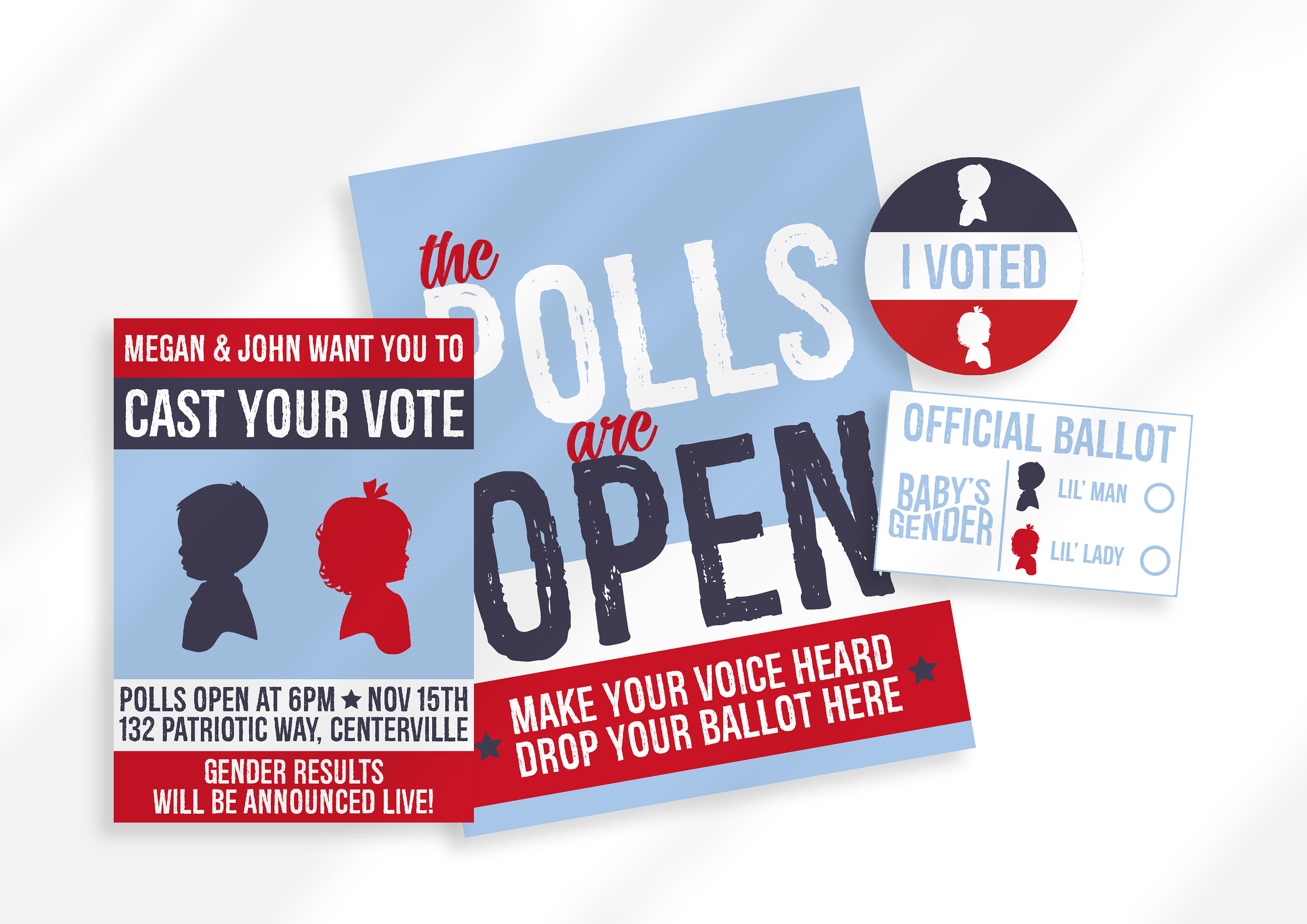 Voting Gender Reveal Invitation Printable | Red and Blue Voting ...
