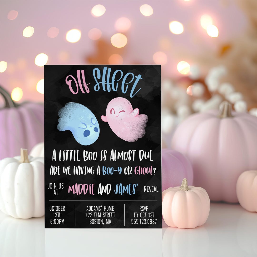 Editable Boo-y or Ghoul Gender Reveal Invitation | Oh Sheet Halloween ...