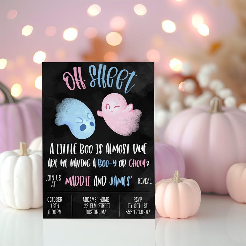 Editable Boo-y or Ghoul Gender Reveal Invitation | Oh Sheet Halloween ...