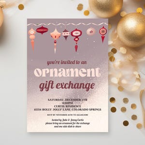 Editable Holiday Ornament Exchange Party Invitation | Gift Exchange ...