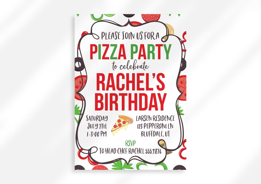 Editable Pizza Party Invitation | Kid Birthday Invitation | Pizza ...