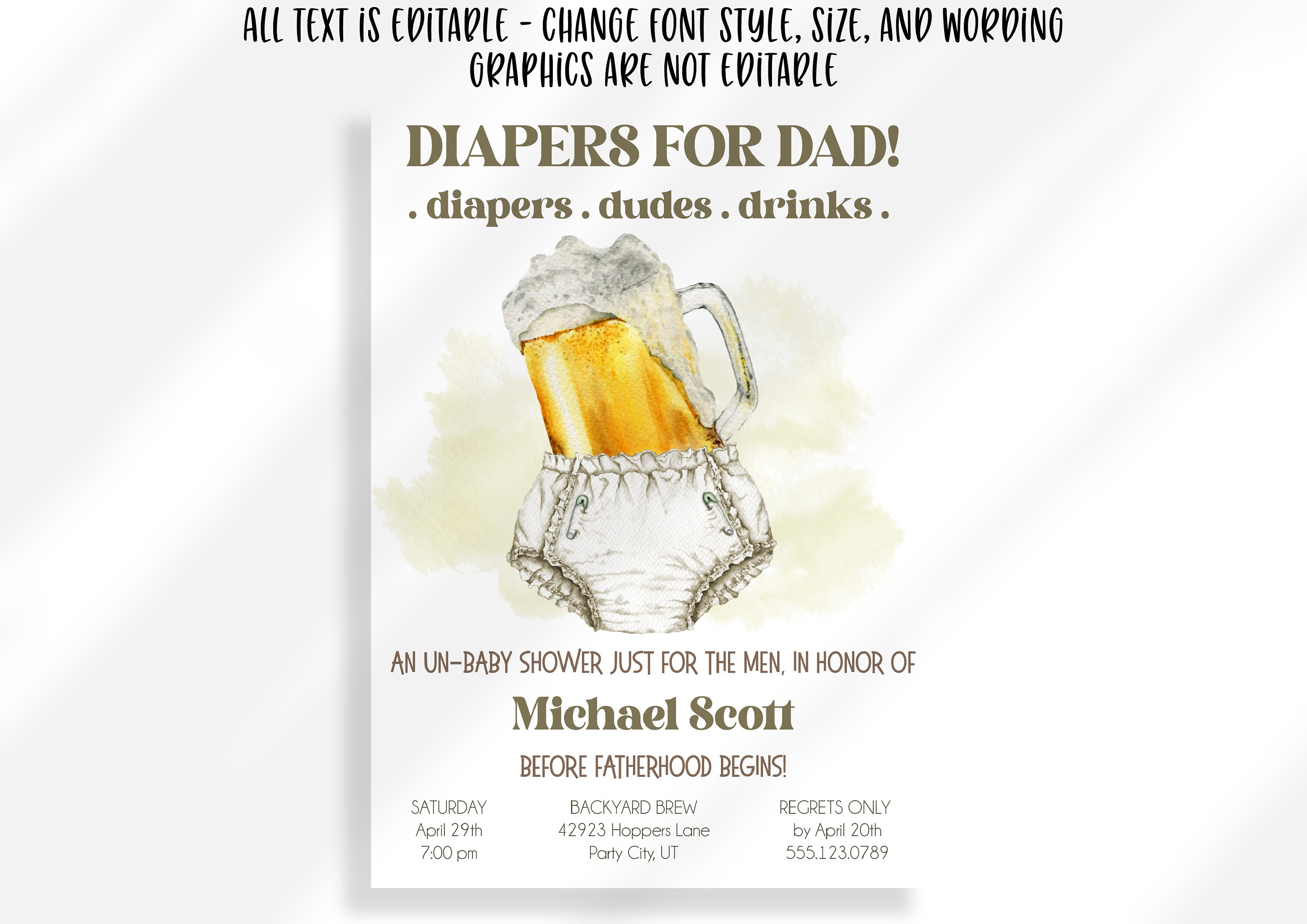 Editable Man Baby Shower Invitation Instant Digital Download | Beer and ...