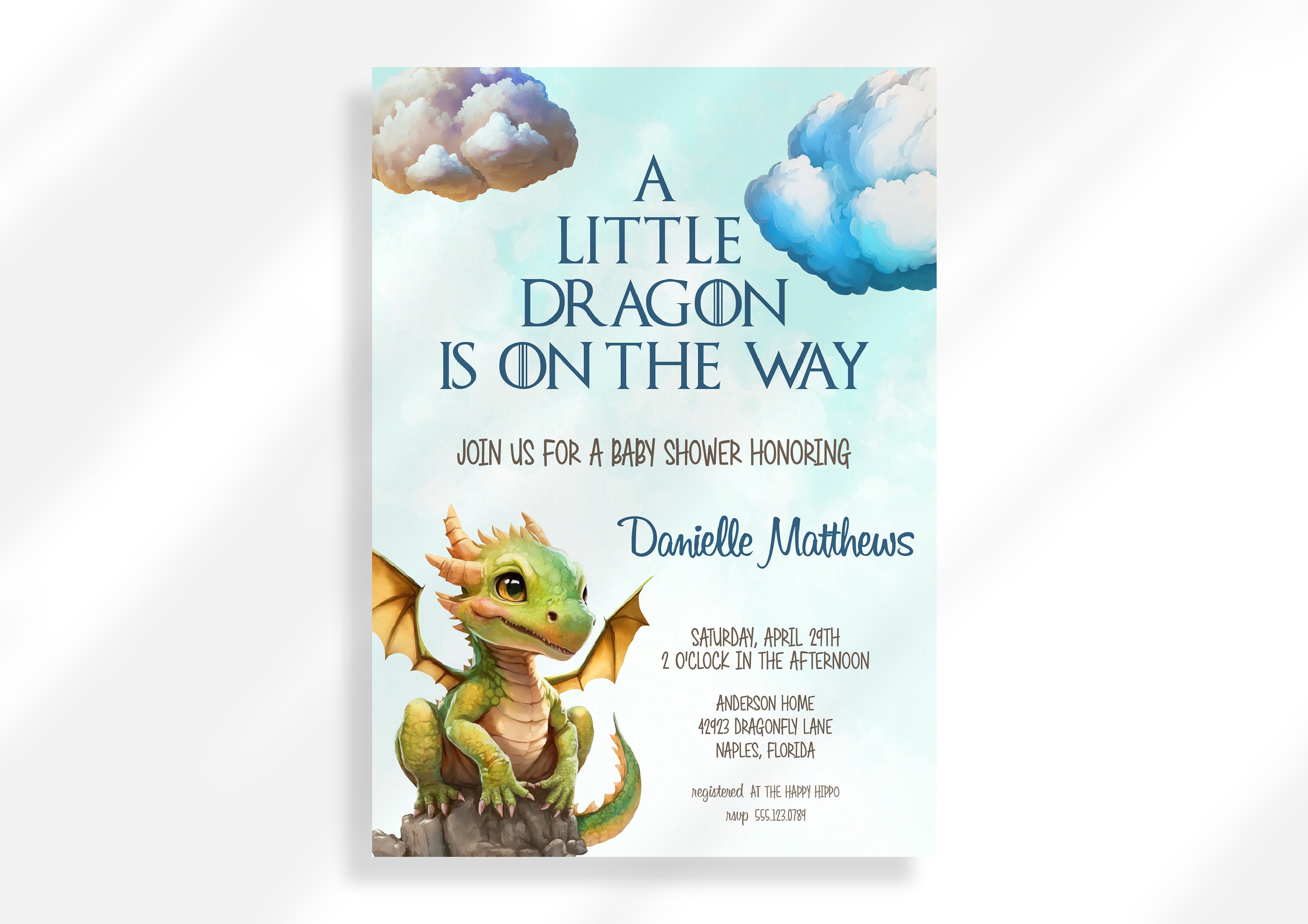 Editable Dragon Baby Shower Printable Invitation Template | Boy Baby ...