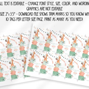Party Animals Birthday Party Favor Tags Editable, Safari Birthday Thank ...