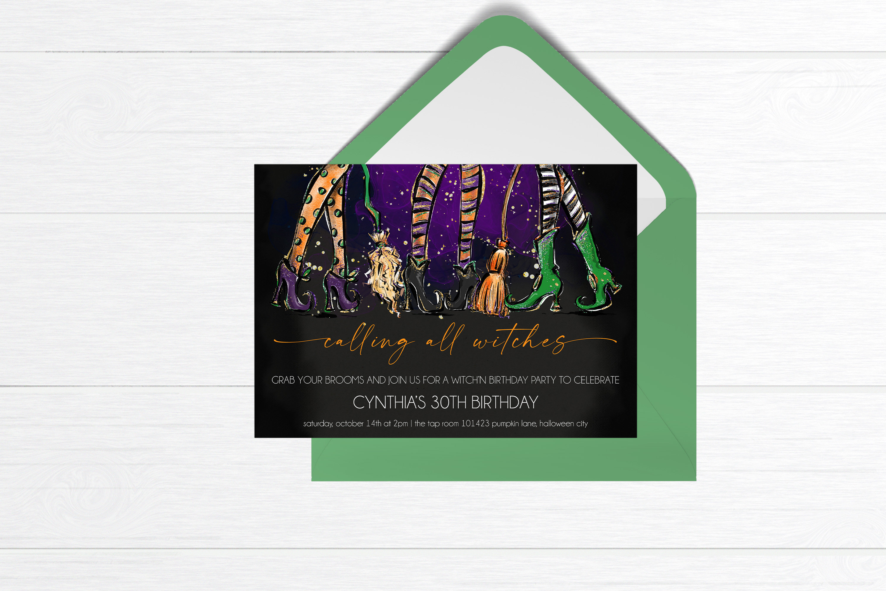 Editable Witch Birthday Party Invite Halloween Party Invitation Witch ...