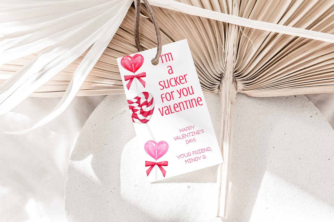 Editable Sucker Valentine Tag for Kids | Valentine's Day Gift Tag ...