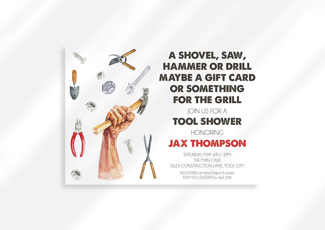 Editable Man Tool Shower Invitation | Groom Shower Invitation | Man ...