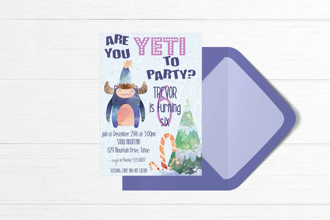 Editable Yeti Birthday Invitation for Instant Digital Download ...