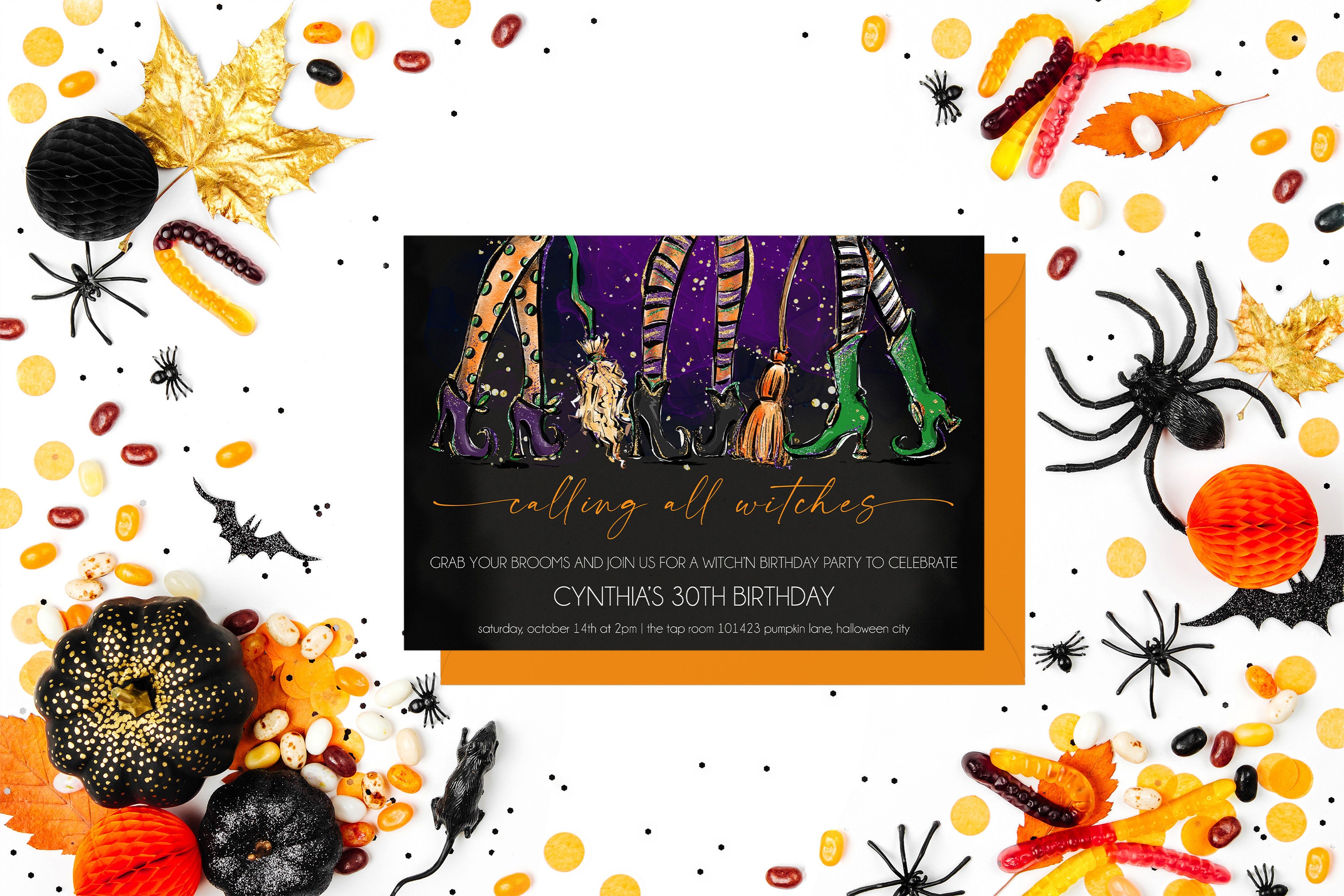 Editable Witch Birthday Party Invite | Halloween Party Invitation ...
