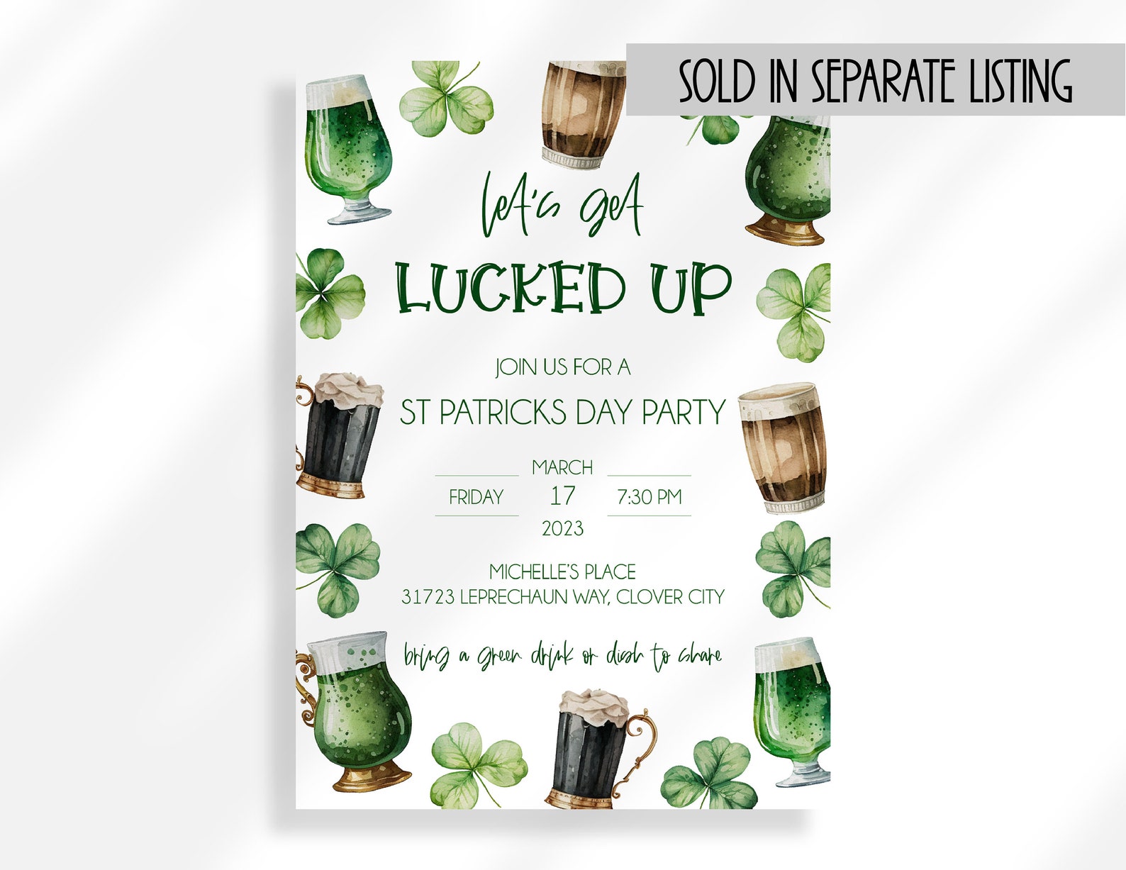 Let the Shenanigans Begin St Pattys Day Pub Crawl Bar Crawl Invitation ...