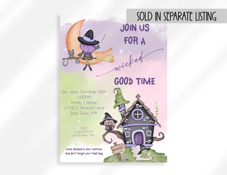 Editable Pink Witch Halloween Invitation | Wicked Good Time Invitation ...