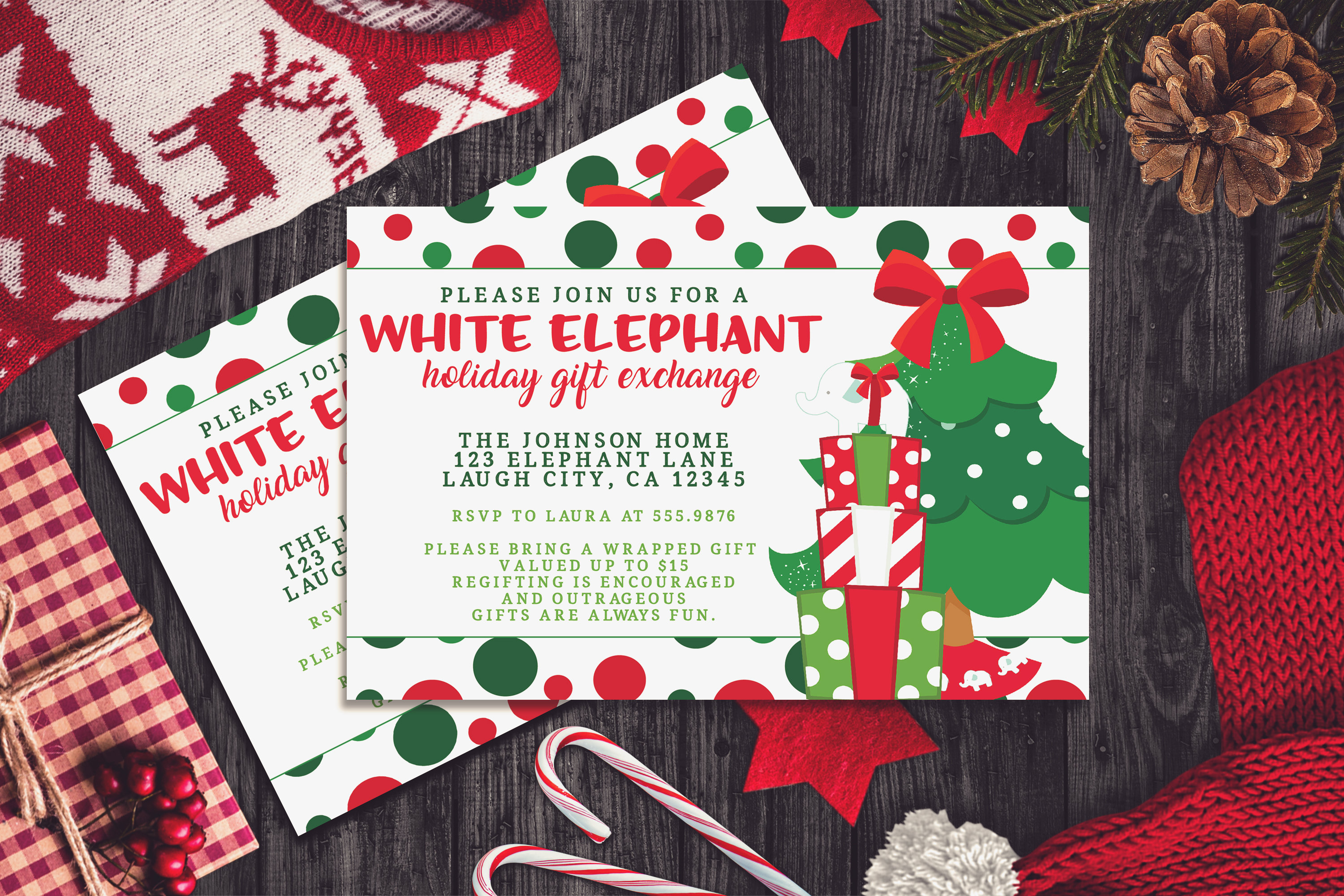 Editable White Elephant Invitation | Gift Exchange Christmas Printable ...