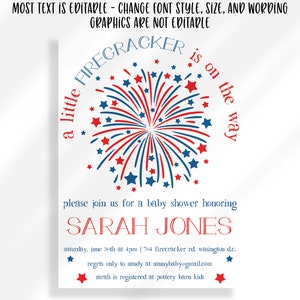 A Little Firecracker Baby Shower Invitation Digital Download, 4th of ...