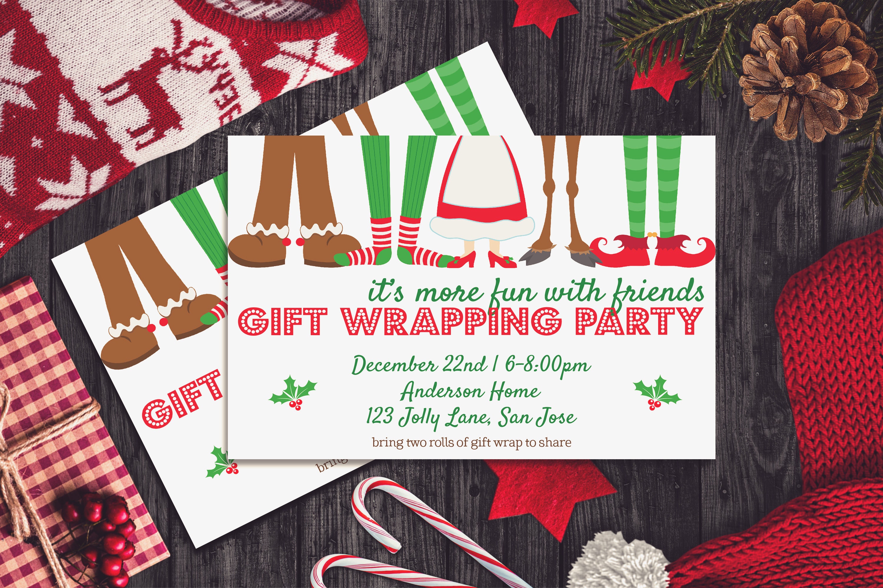 Editable Christmas Wrapping Party Invitations | Holiday Wrapping Slow ...