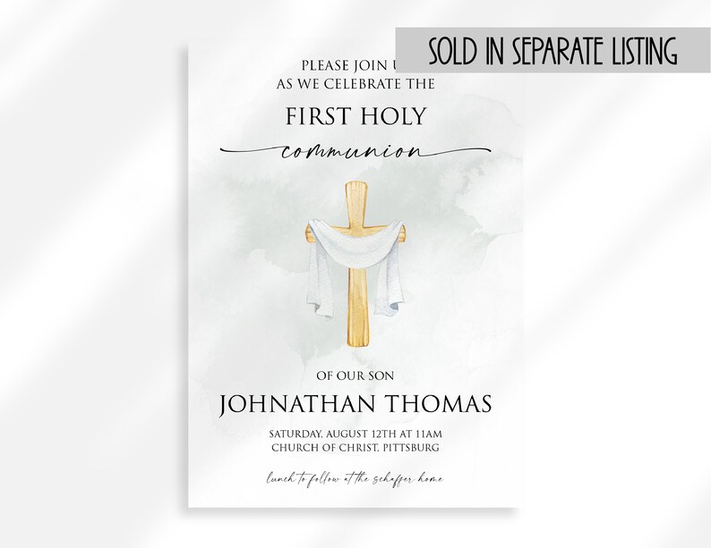 Editable First Holy Communion Invitation Boy Blue Religious Invitation ...