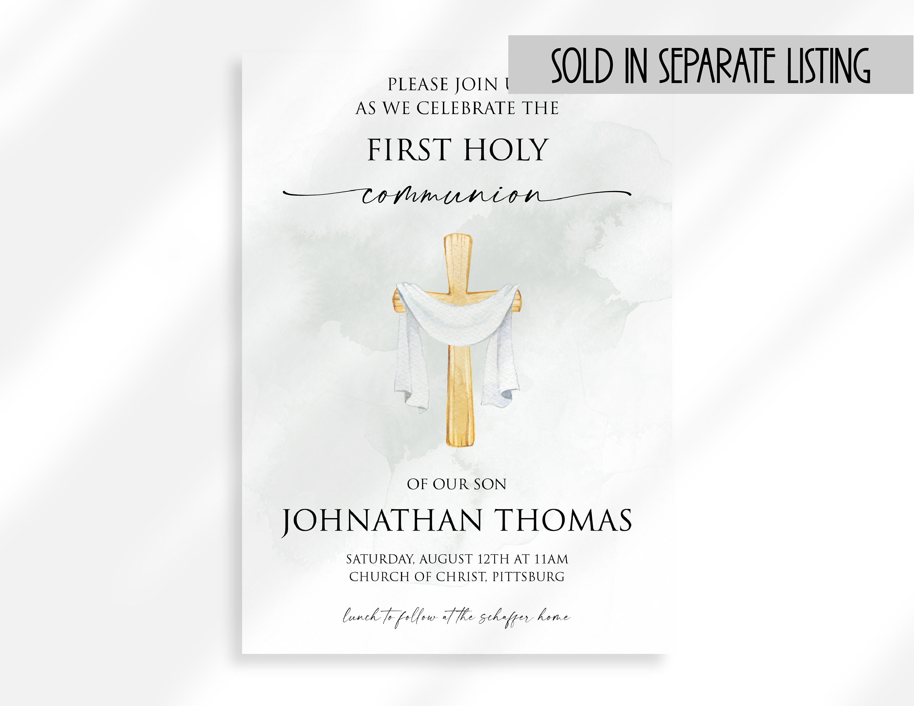 Editable First Holy Communion Invitation Boy Blue Religious - Etsy
