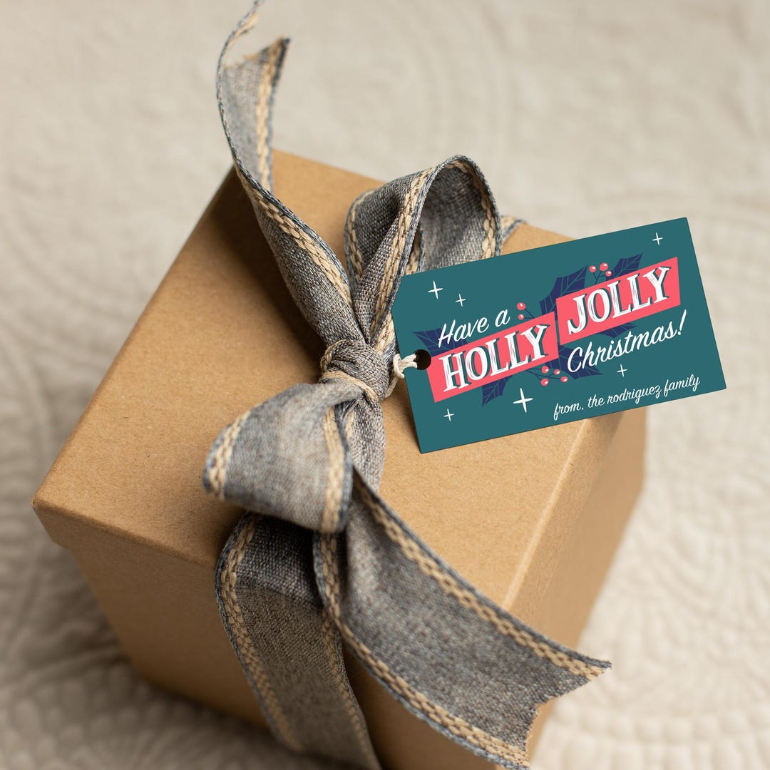Editable Holly Jolly Christmas Tags Custom Christmas Gift Tag Vintage ...