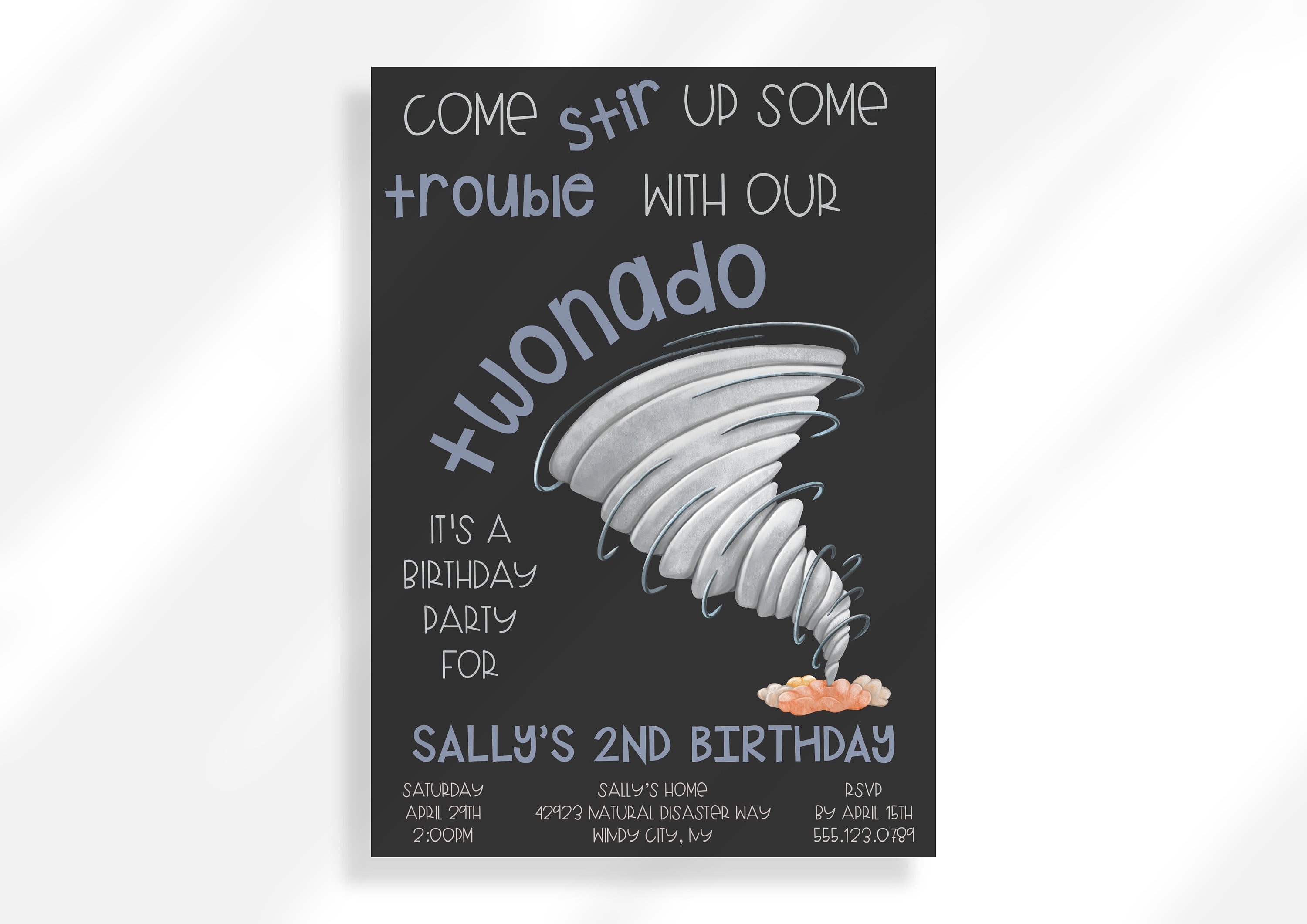 Editable Twonado Birthday Invitation Instant Digital Download | Second ...
