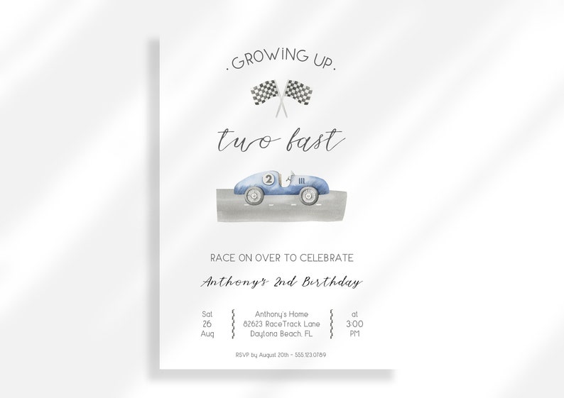 Editable Two Fast Birthday Invitation for Instant Digital - Etsy