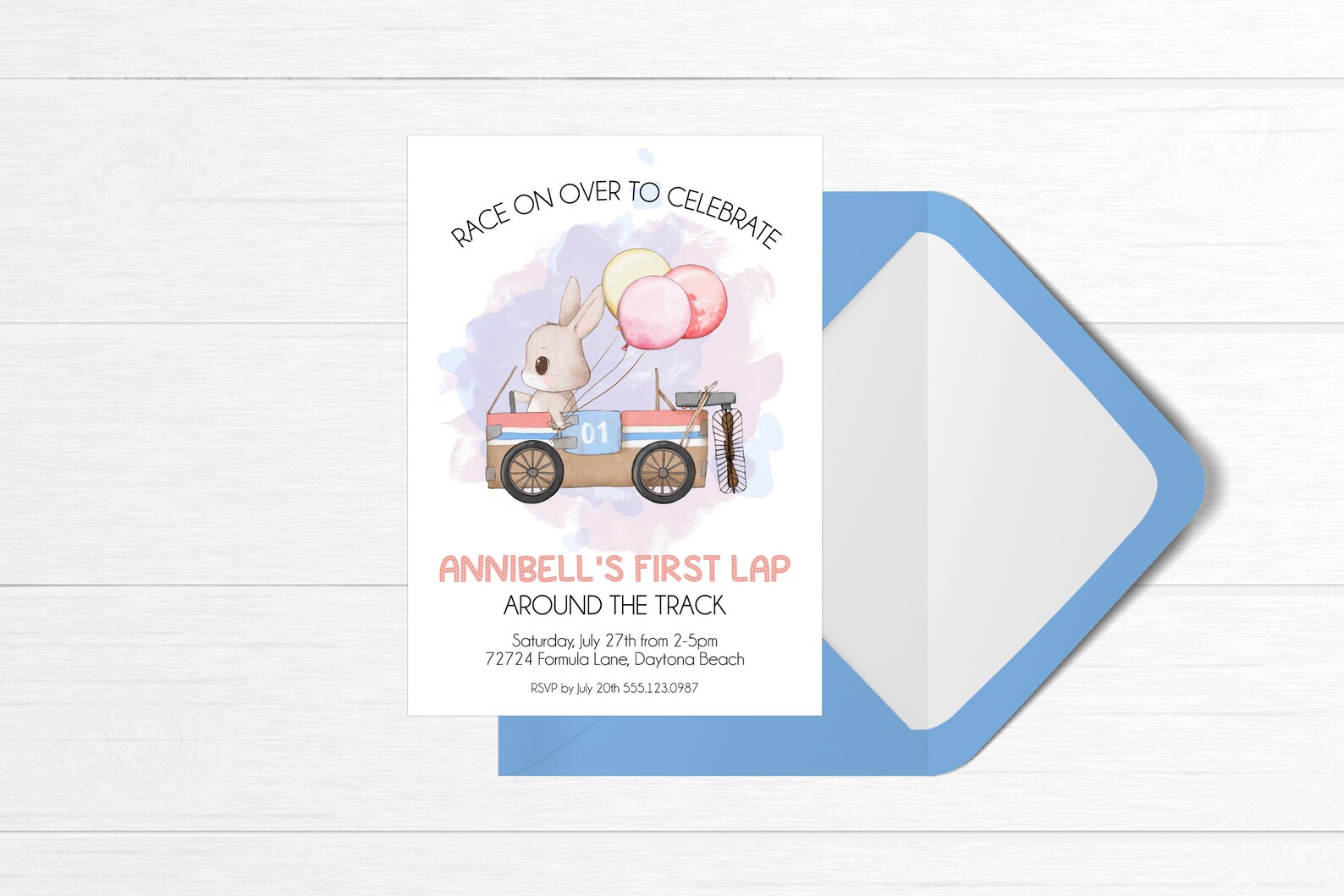 Editable First Lap Birthday Invitation for Girls | Race Car Birthday ...