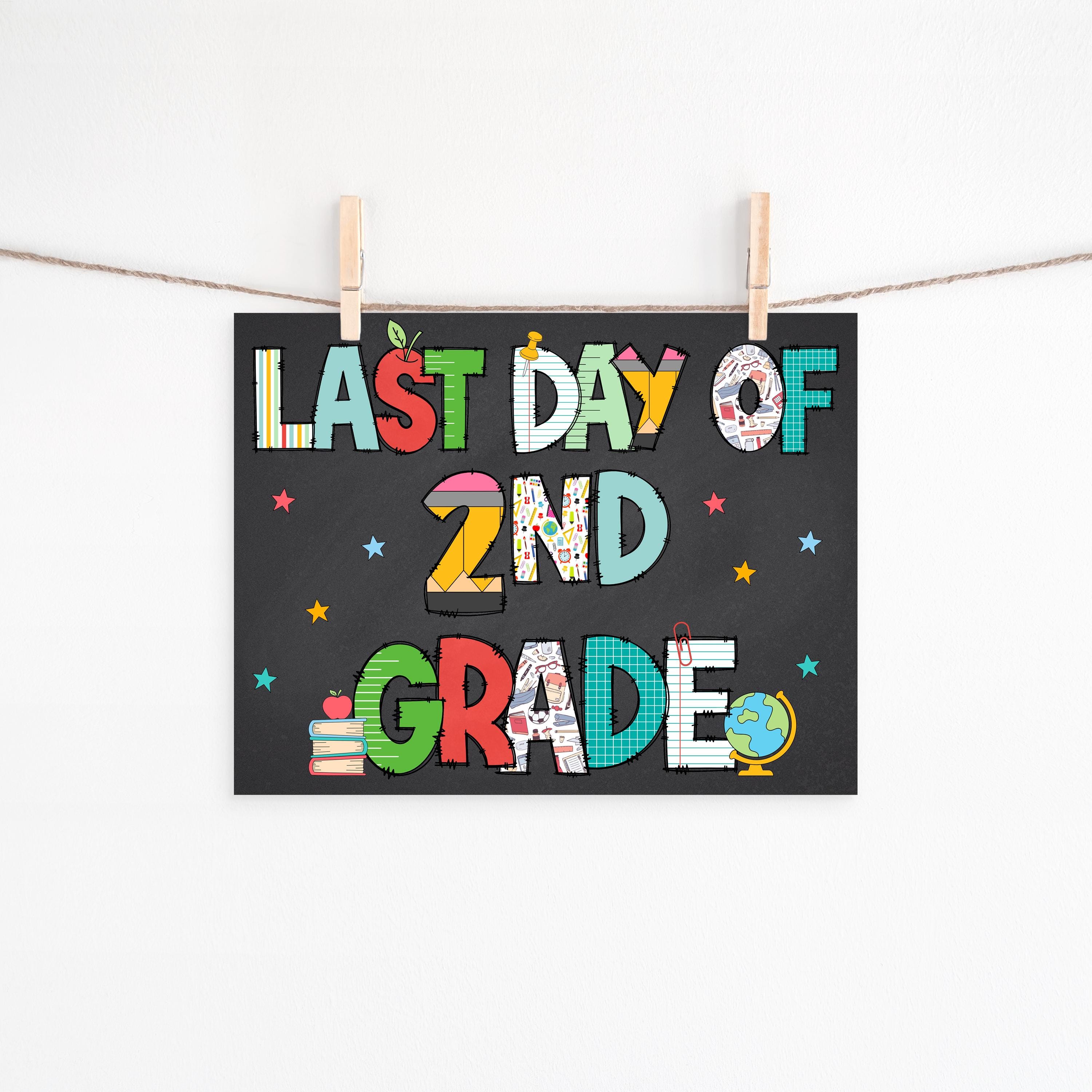 Last Day of 2nd Grade Sign, Autograph Sign Digital Download, End of ...