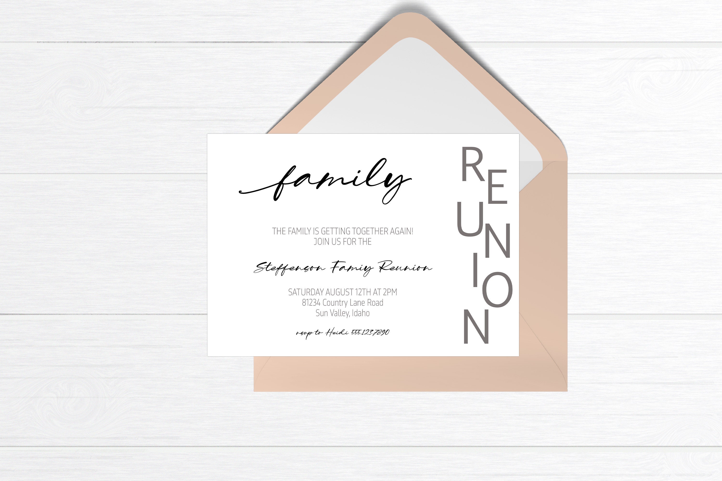 Editable Minimalist Family Reunion Invitation | Black and White Modern ...