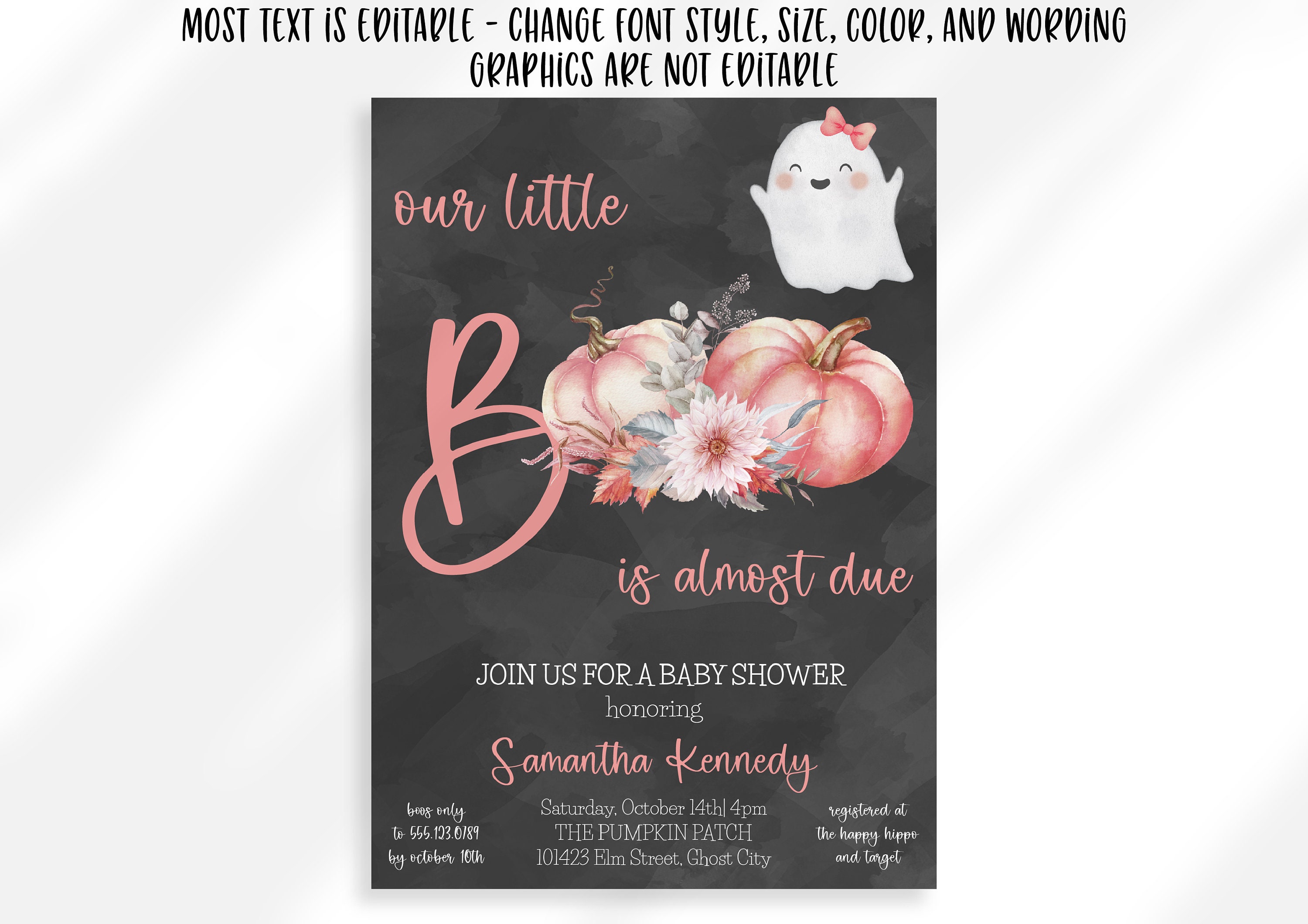 Editable Little Boo Pumpkin Baby Shower Invitation Fall Baby - Etsy